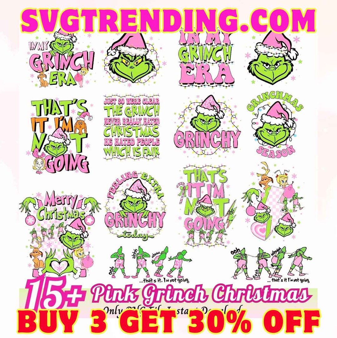 Pink Grinch Png, Christmas PNG Bundle, Christmas Gifts, Christmas Png ...