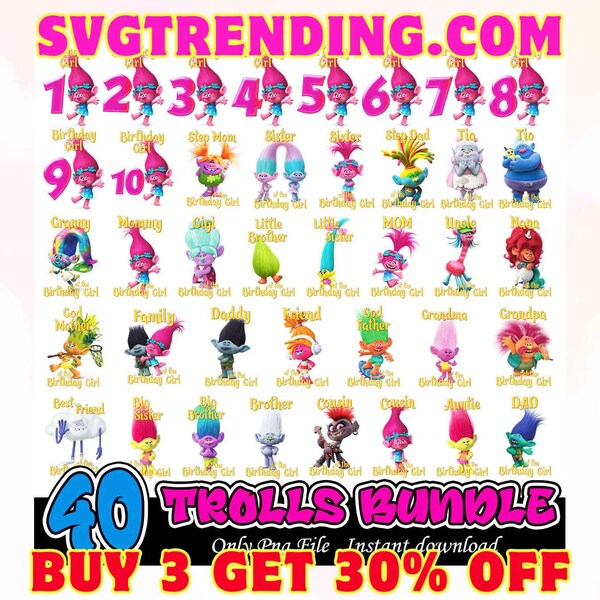 Trolls Inspired Clipart - Etsy