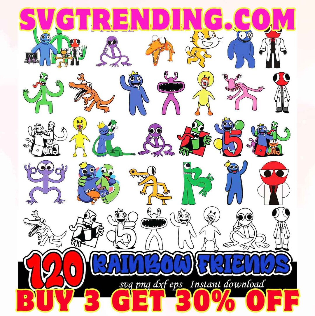 Rainbow Friends SVG File for Cricut 120 Rainbow Friends PNG - Etsy