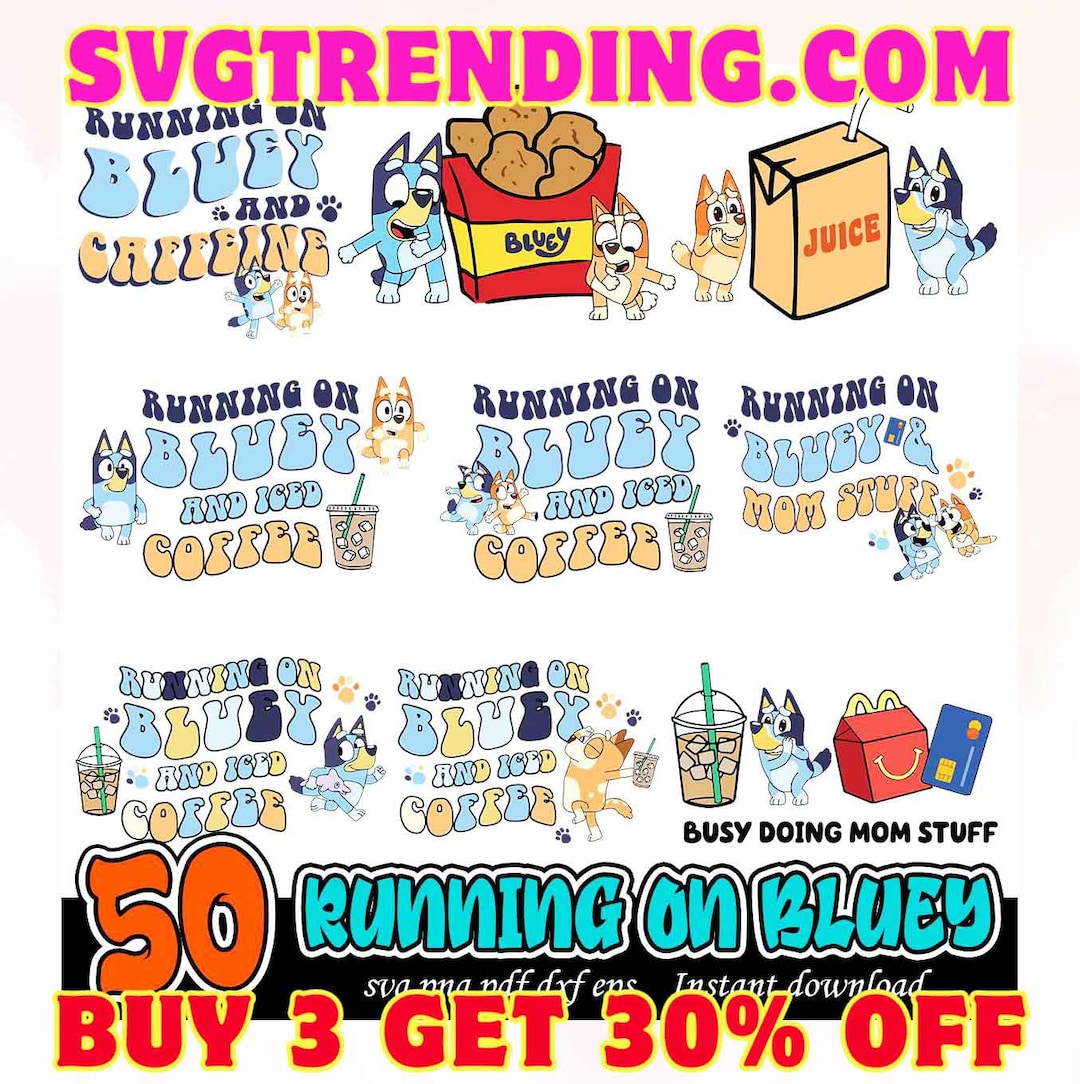 Running on Bluey & Iced Coffee PNG Transparent Bluey Iced - Etsy Australia