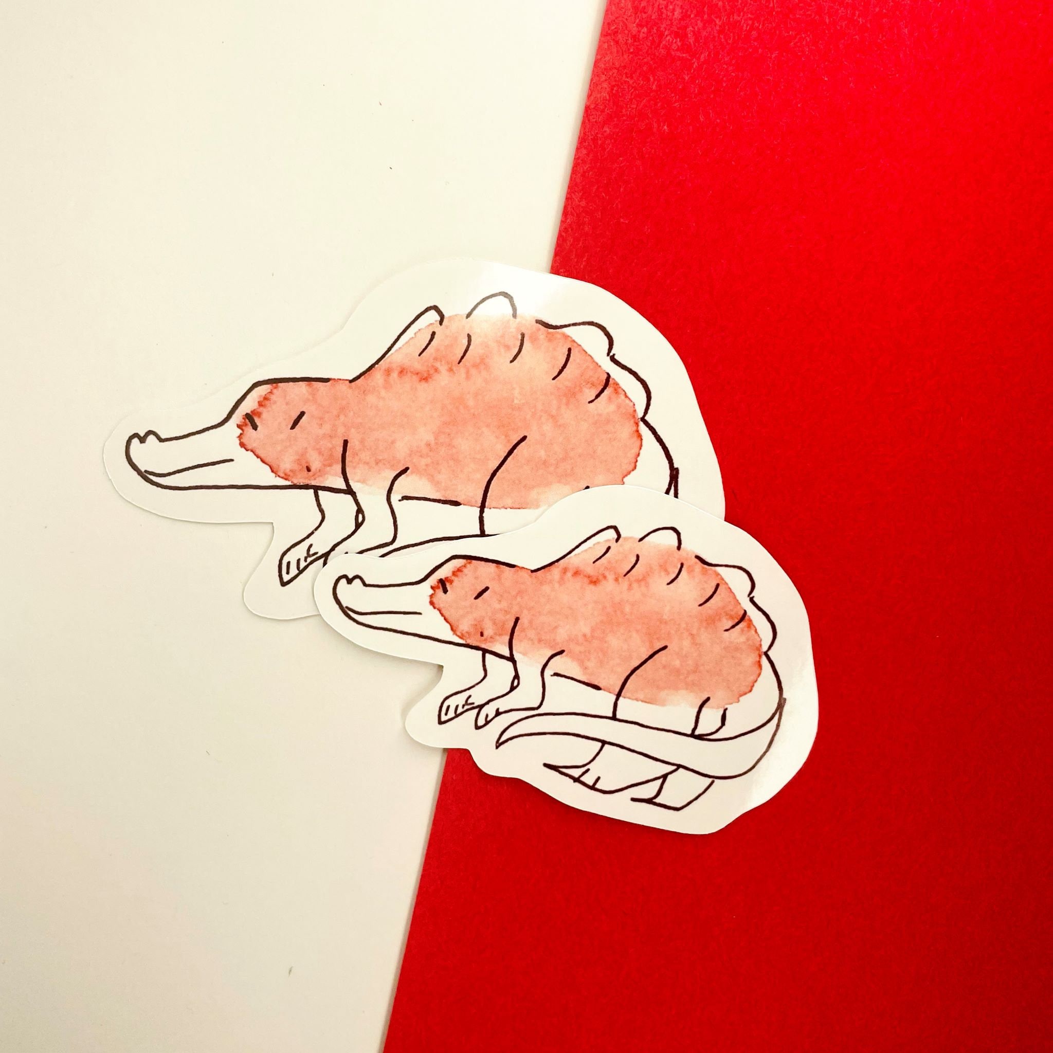 Red Spinosaurus Sticker | Stickers | Animals | Watercolor | - Etsy
