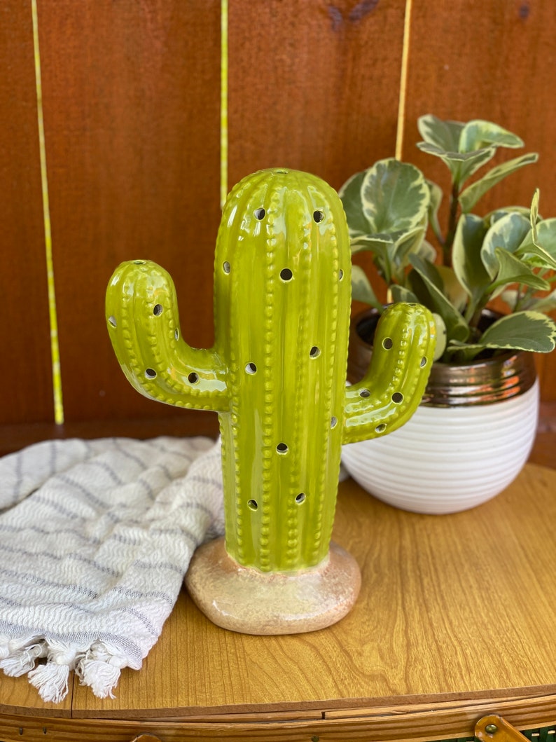 Lighted Ceramic Cactus comes with lights and bulbs | Etsy