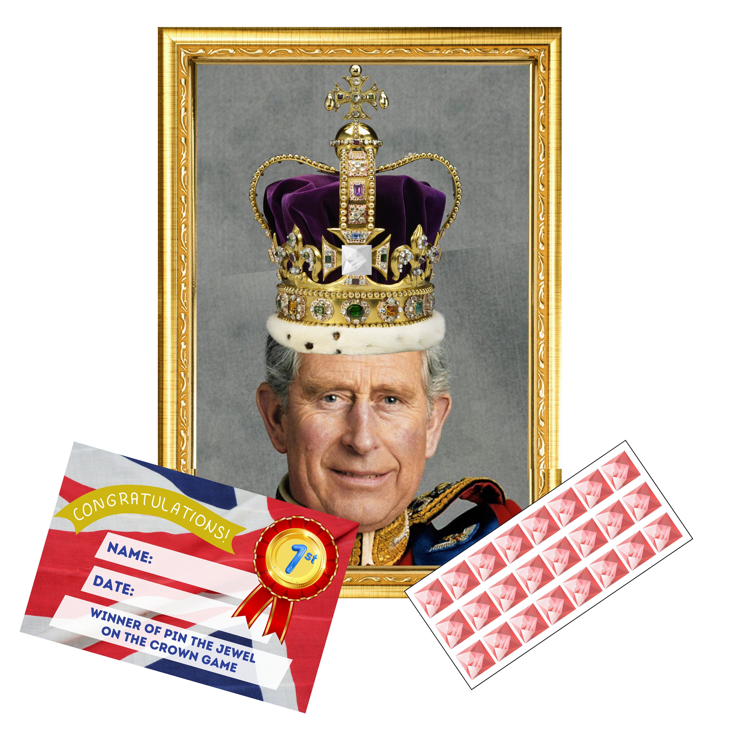 King Charles Pin the Jewel Game - Decoration Funny King Charles Iii ...
