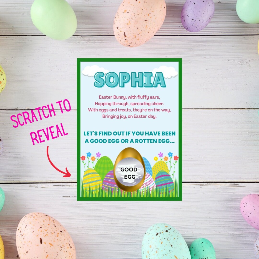 Personalised Easter Scratch Card - Easter Bunny - Easter Gifts - Kids ...