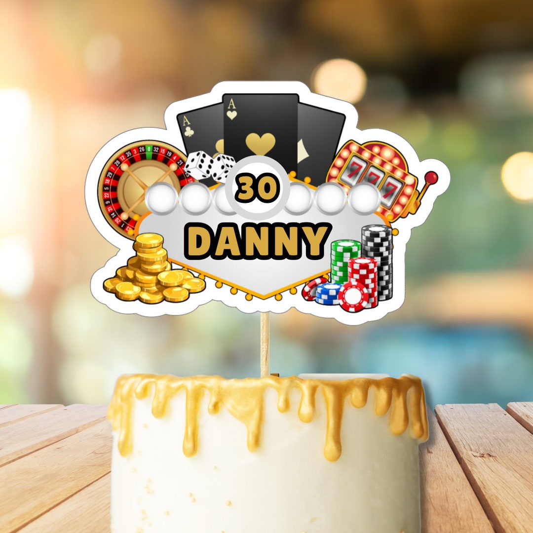 EDITABLE DOWNLOAD Personalised Casino Cake Topper Las Vegas Casino ...
