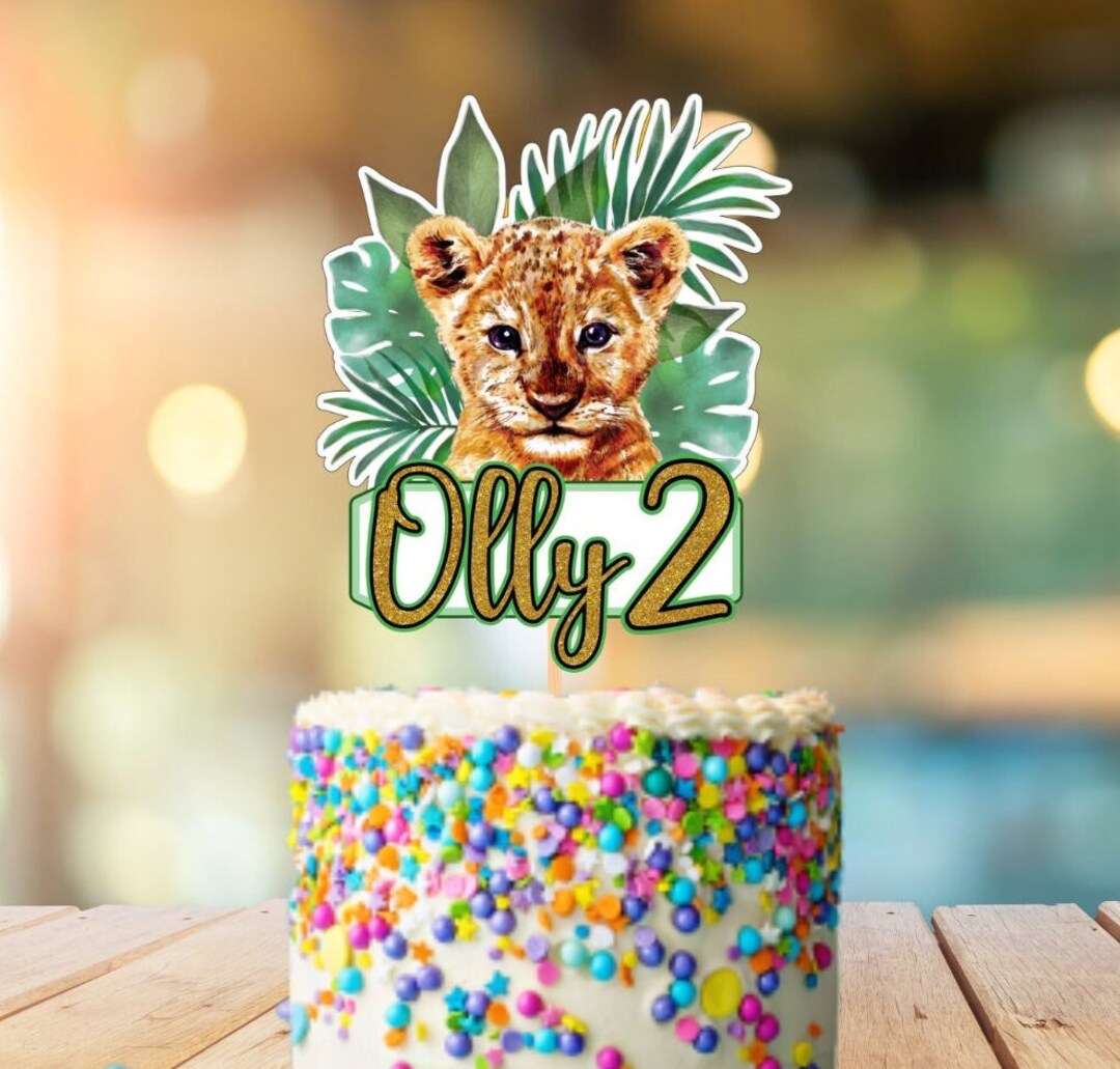 Personalised Lion Cake Topper Tropical Elephant Cake Decoration Cute ...