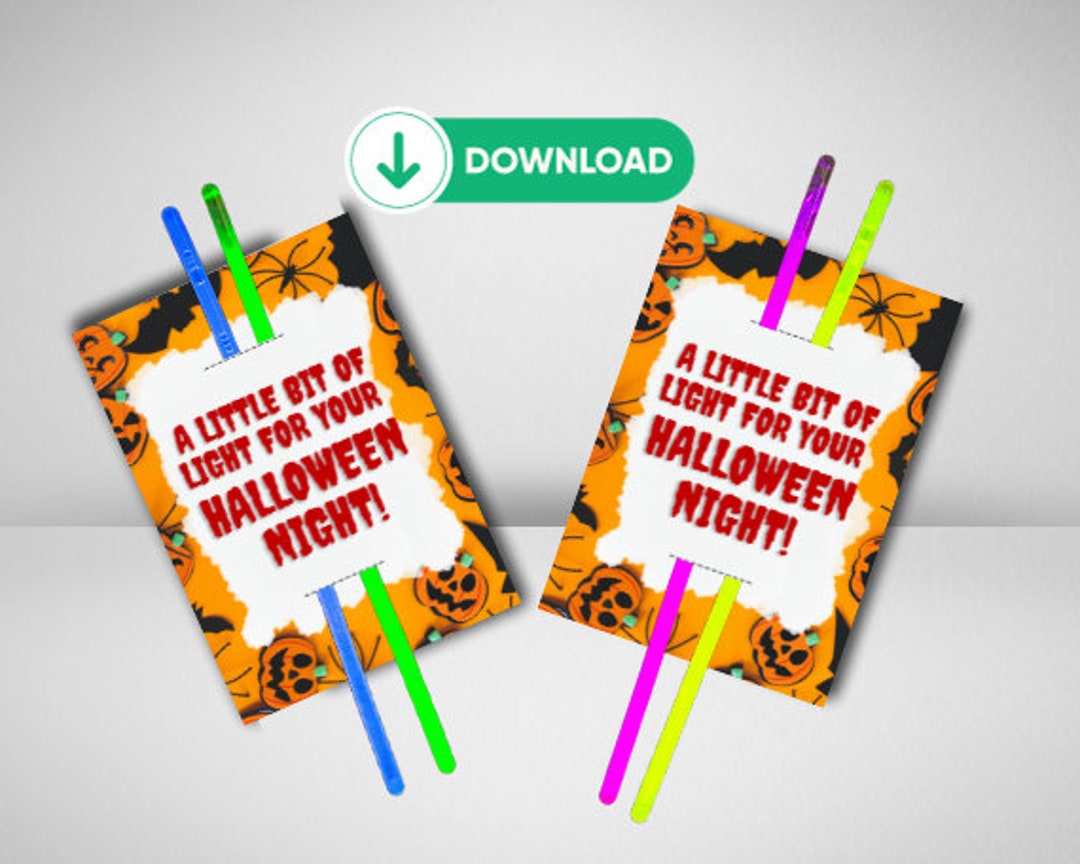 Printable A Little Light to Glow Your Night. Monster Glow Stick Cards ...