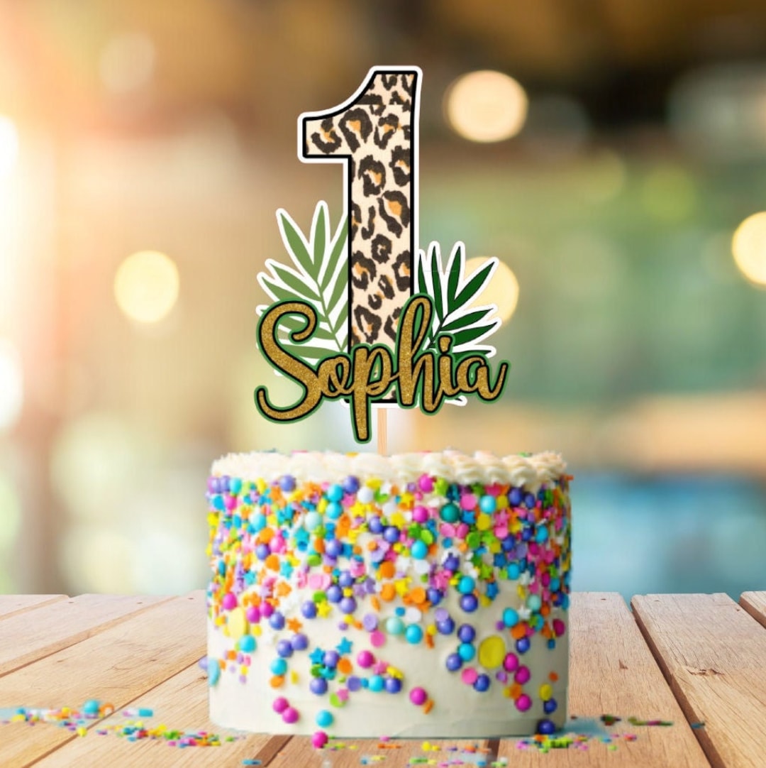 DIGITAL DOWNLOAD ** Personalised Leopard Print Cake Topper - Tropical ...