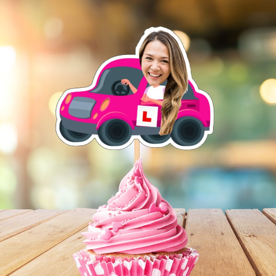 Digital Download ** Learner Driver Head Photo Birthday Cupcake Toppers ...