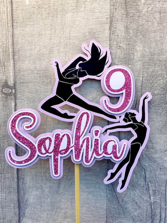 Personalised Dance Cake Topper Girls Dancing Pink | Etsy UK
