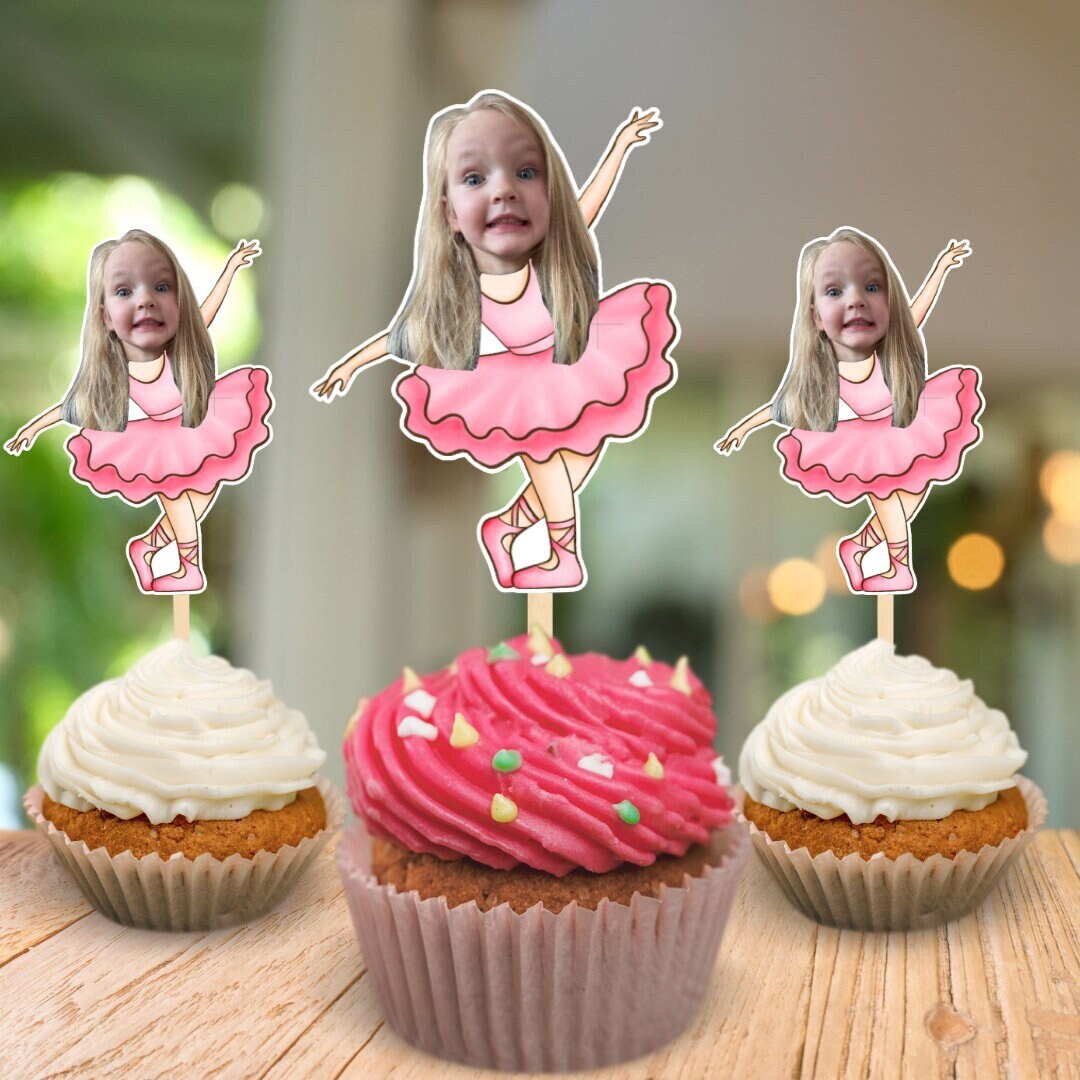 Digital Download ** Ballerina Head Photo Cupcake Toppers, Personalised ...