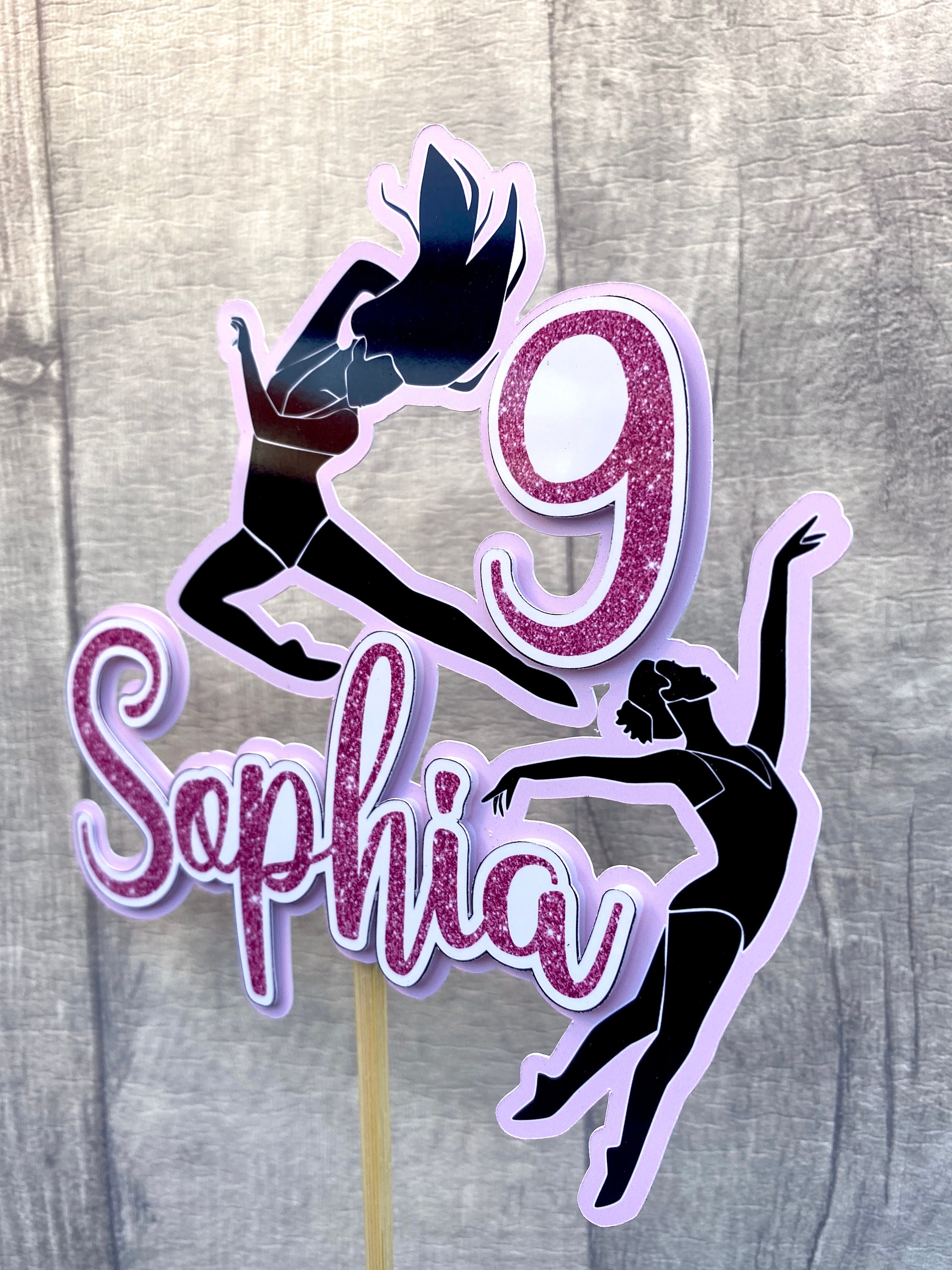 Personalised Dance Cake Topper Girls Dancing Pink - Etsy UK