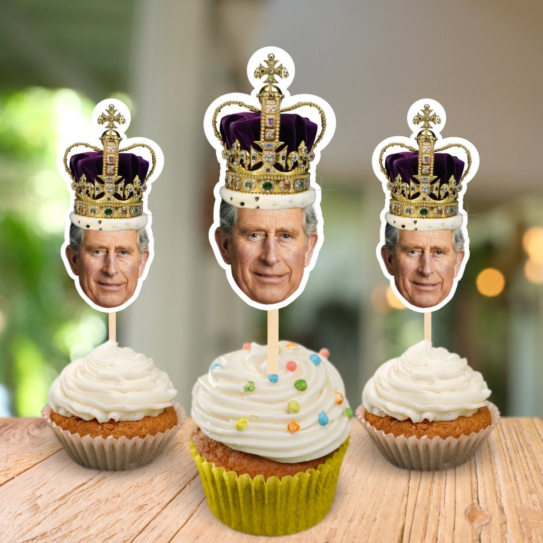 King Charles III Cupcake Toppers Coronation Crown Cupcake Toppers Cake ...