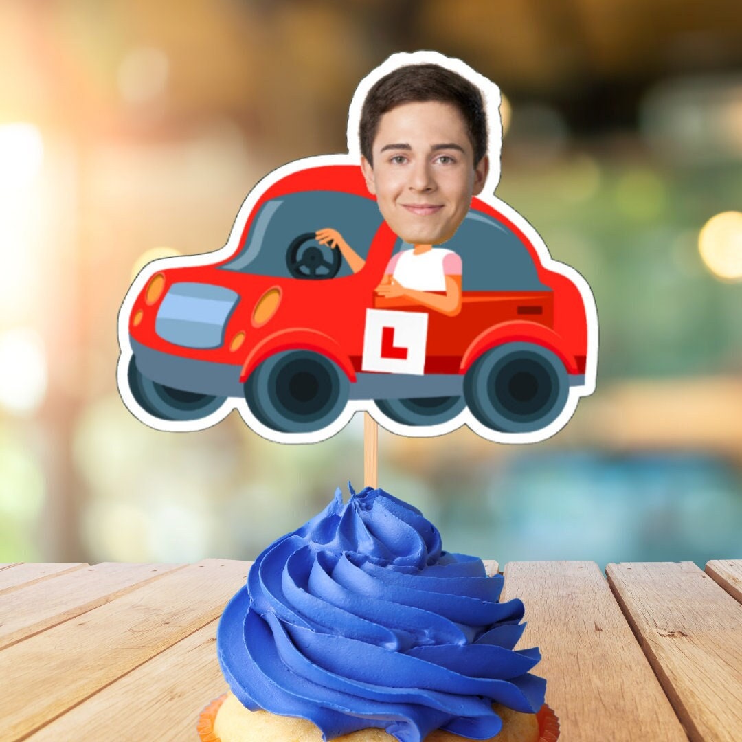 Digital Download ** Learner Driver Head Photo Birthday Cupcake Toppers ...