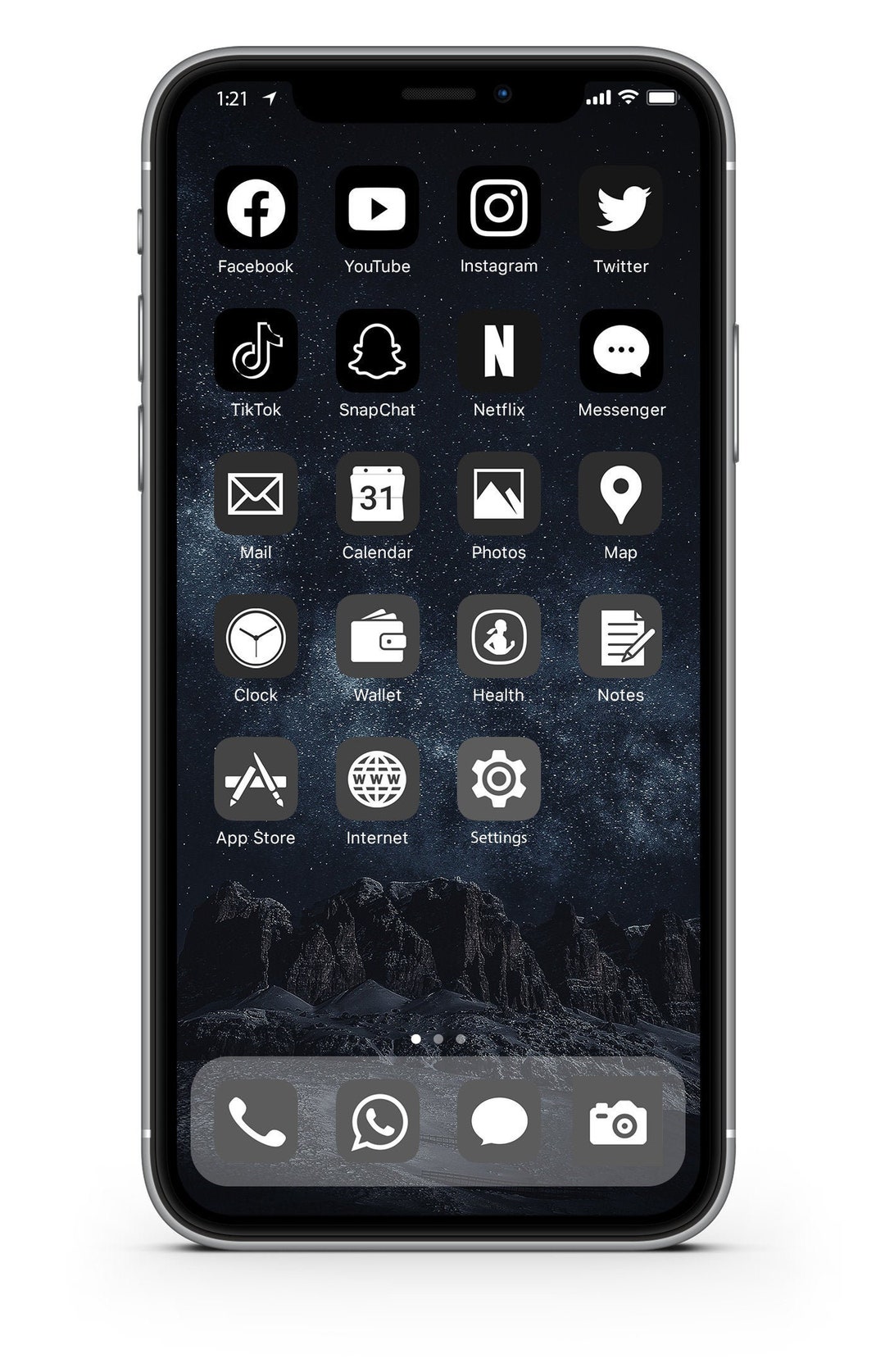 Ios Icon Lifetime All Access Pack Dark Minimalistic Iphone - Etsy Singapore