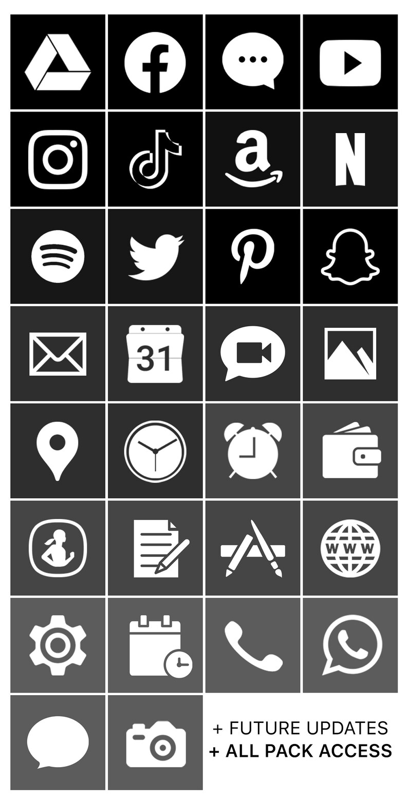 Ios Icon Lifetime All Access Pack Dark Minimalistic Iphone - Etsy Singapore