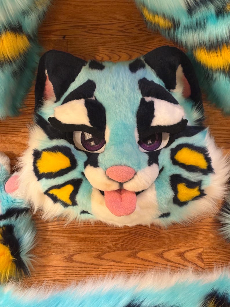 Full Partial Leopard Fursuit LED Light up Tail Furry Fursuit Head ...
