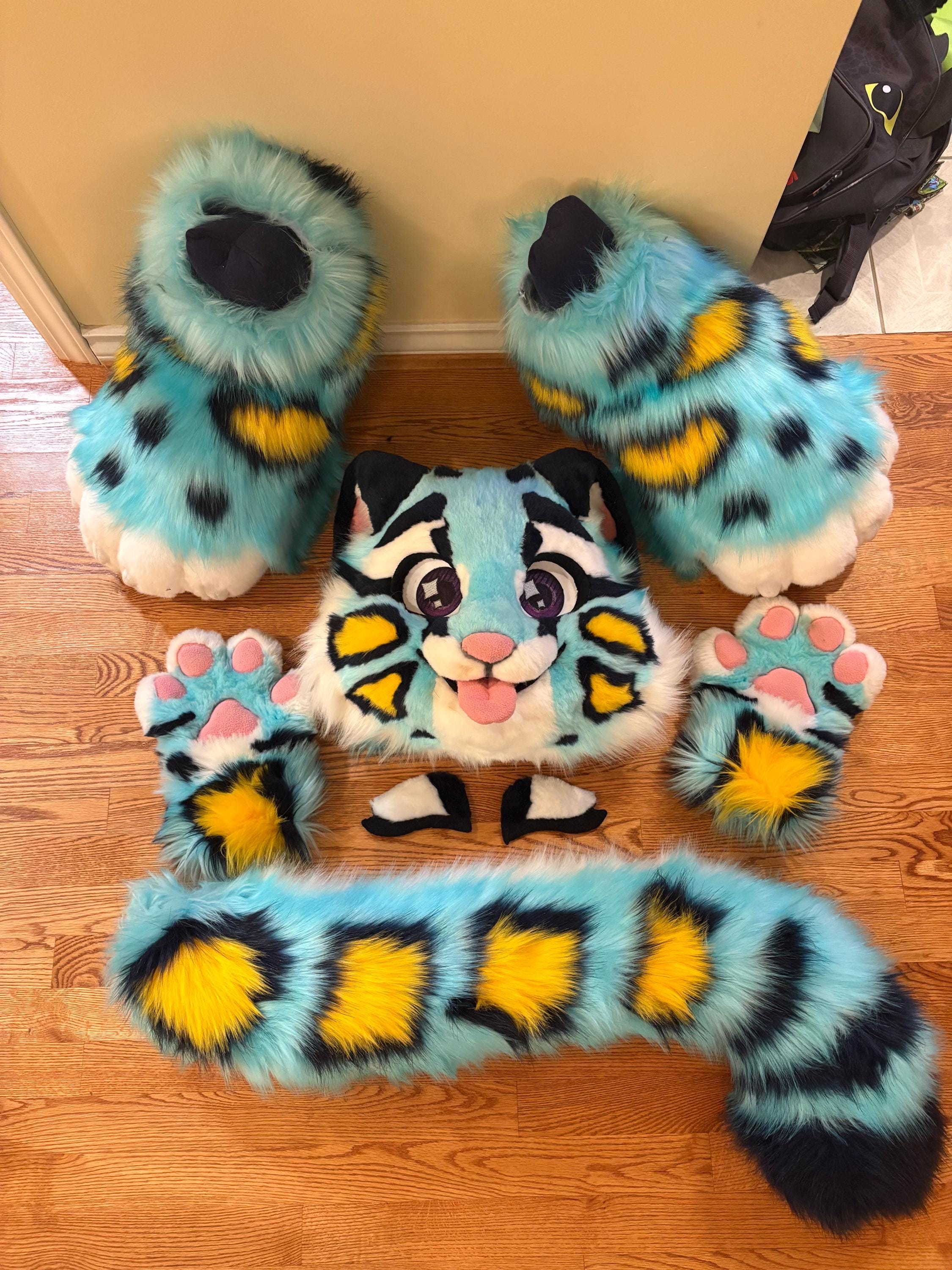 Full Partial Leopard Fursuit LED Light up Tail Furry Fursuit Head ...