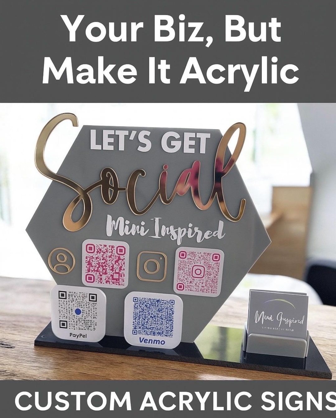 Custom QR Code Sign | Personalized Acrylic Business Sign | Social Media ...