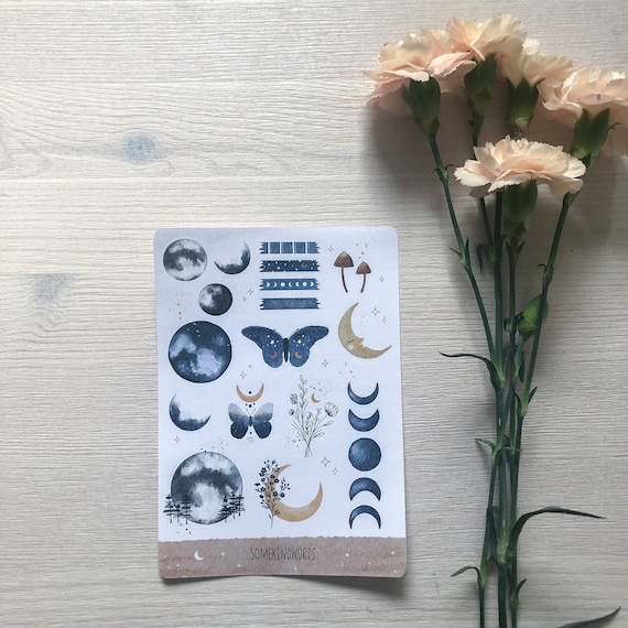 Sticker Sheet moon Love Aesthetic Stickers | Etsy