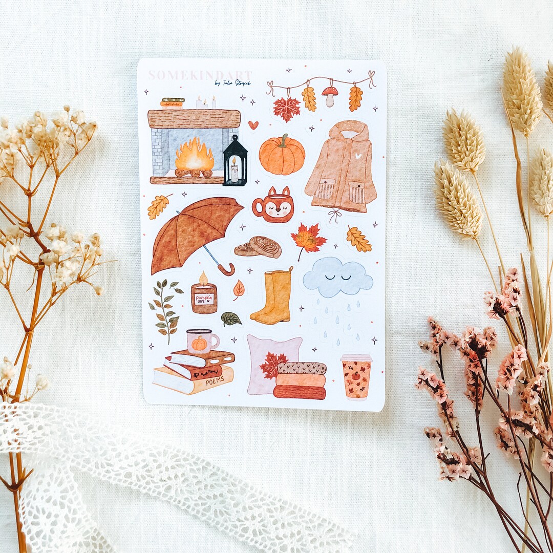 Sticker Sheet "rainy Autumn" | Aesthetic Stickers, Bullet Journal ...