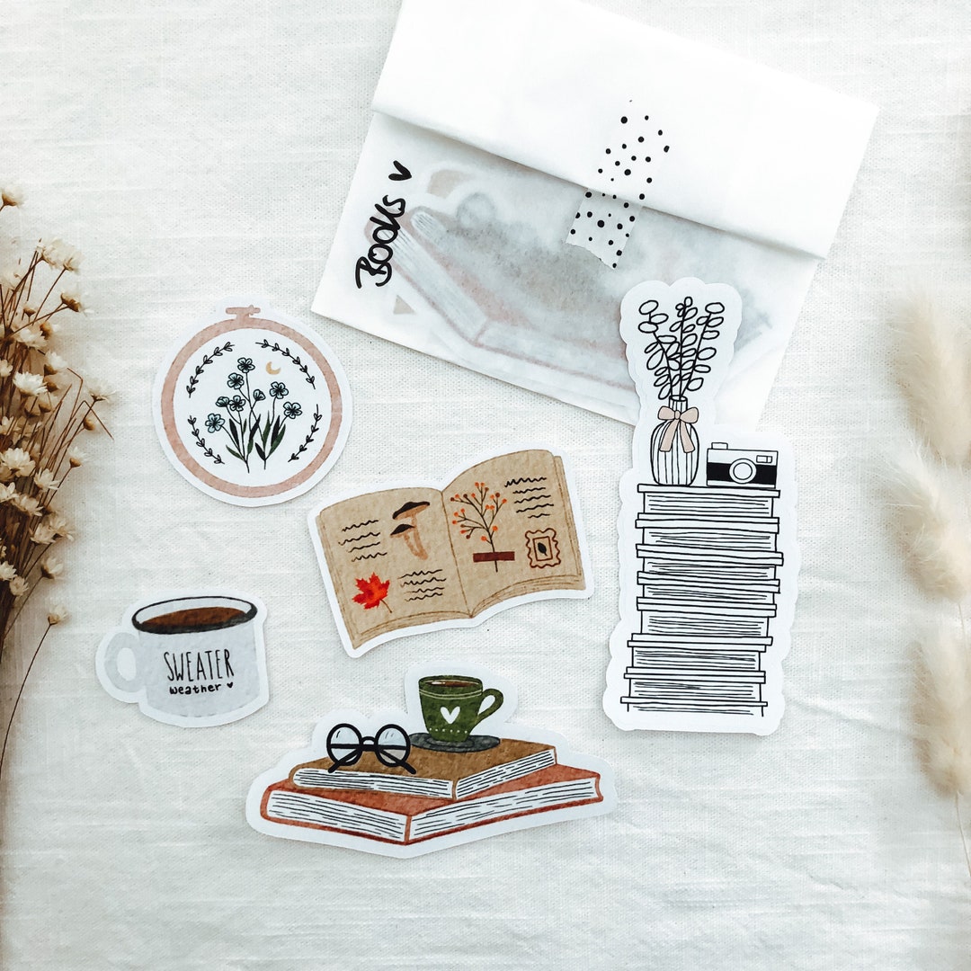 Die-cut Sticker Bundle "books" | Aesthetic Stickers, Bullet Journal ...