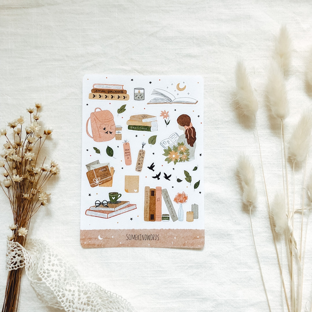 Sticker Sheet Bookworm Aesthetic Stickers, Bullet Journal Stickers ...