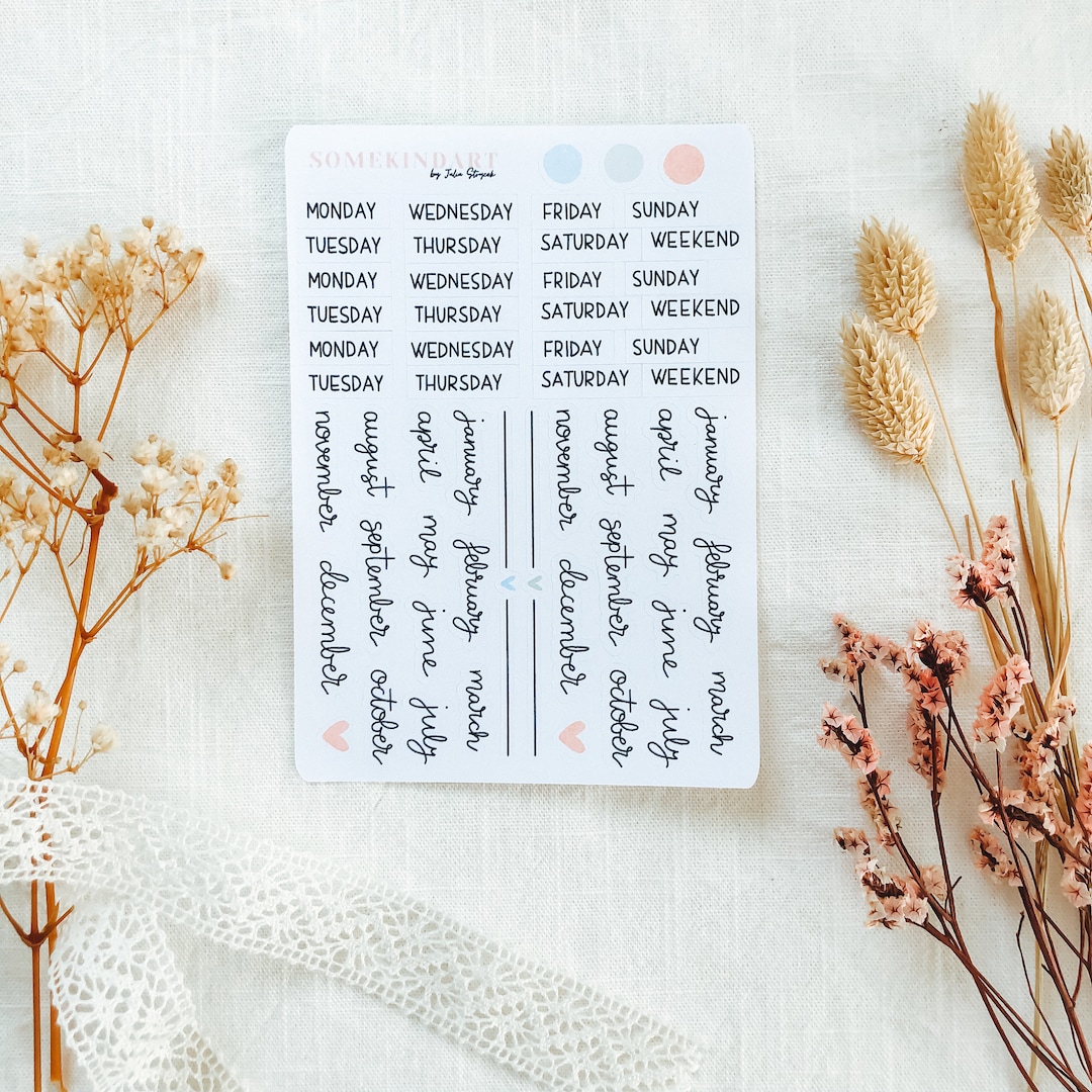 Sticker Sheet "monthly & Daily Journaling" | Aesthetic Stickers, Bullet ...