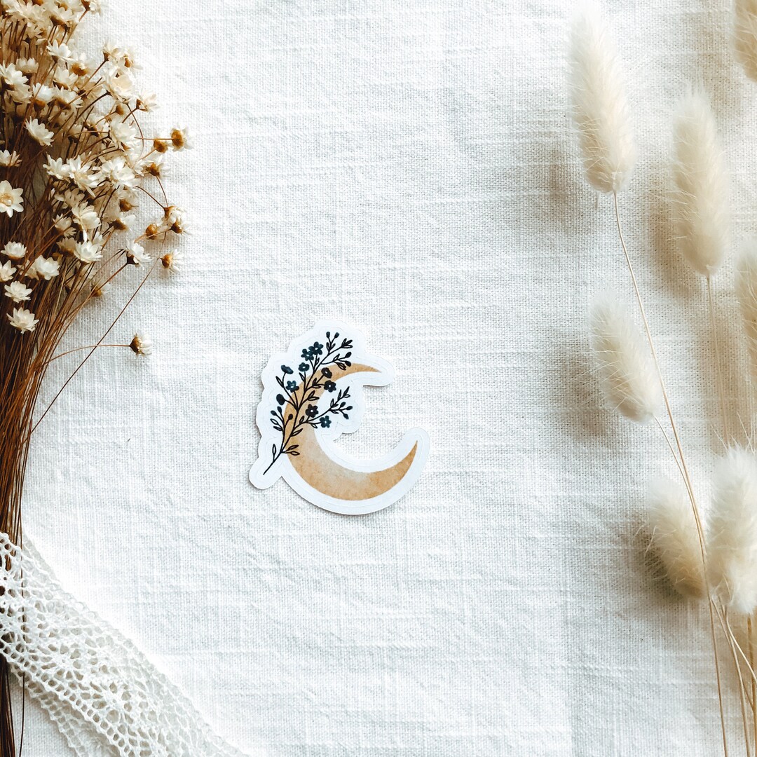 Die-cut Sticker moon & Flower Aesthetic Stickers, Bullet Journal ...