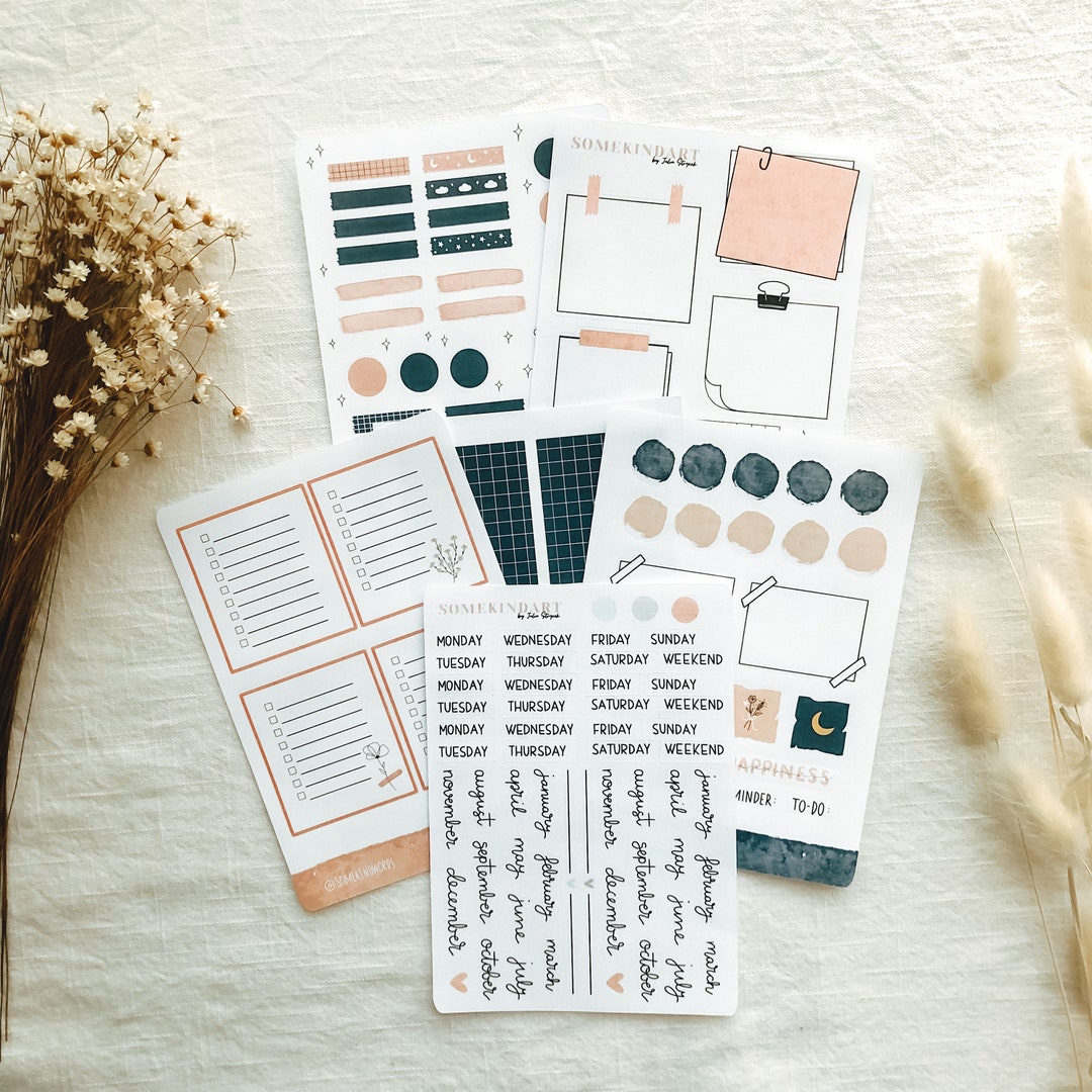 Journaling Set blue Aesthetic Stickers, Bullet Journal Stickers ...