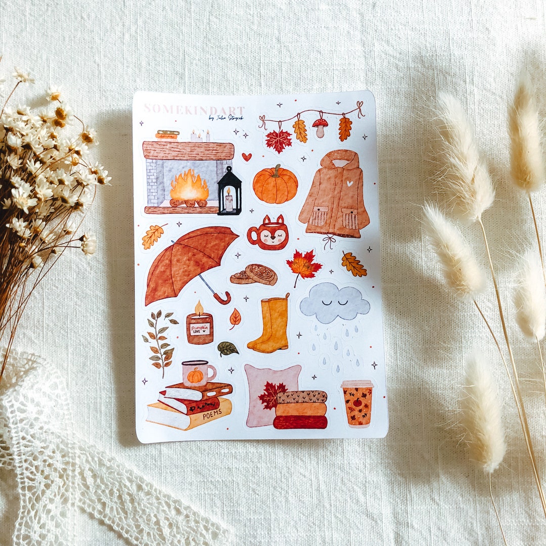 Sticker Sheet rainy Autumn Aesthetic Stickers - Etsy