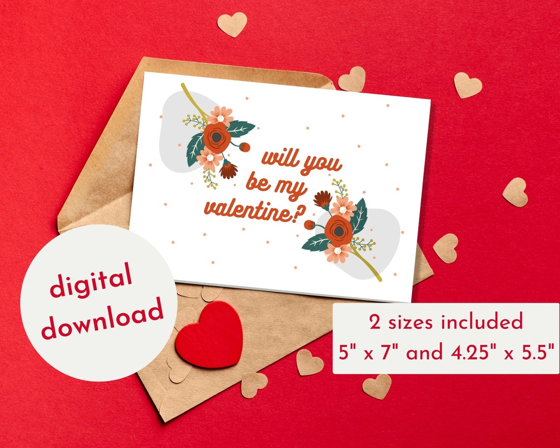 Last Minute Printable Valentine's Day Card - Instant Download PDF Card ...