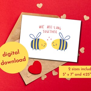 Printable Valentine's Day Card Instant Download PDF Card Last Minute ...