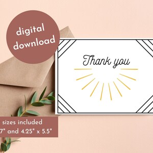 Printable Thank You Card Instant Download PDF Card Art Deco Thank You ...