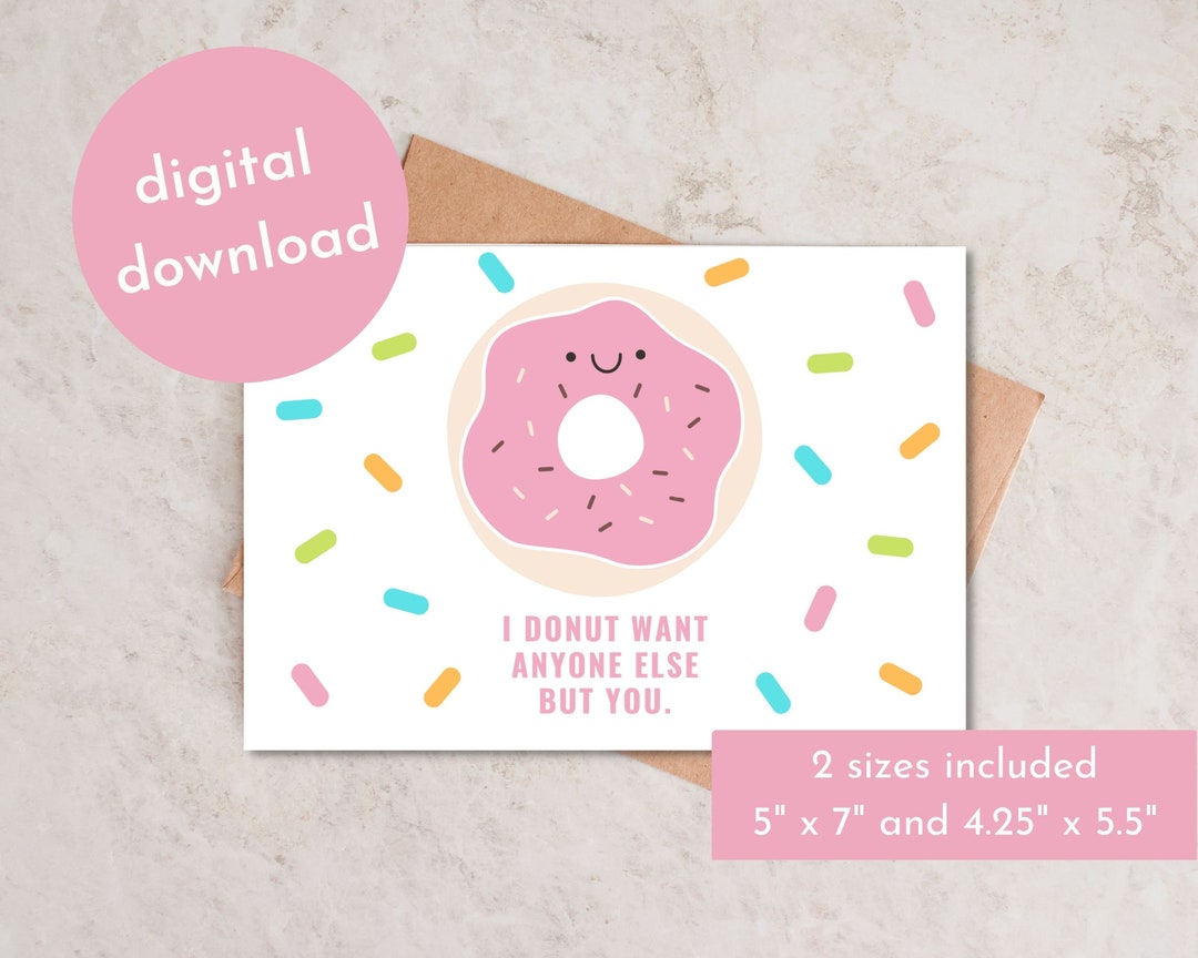 Printable Valentine's Day Card Instant Download PDF Card Last Minute ...