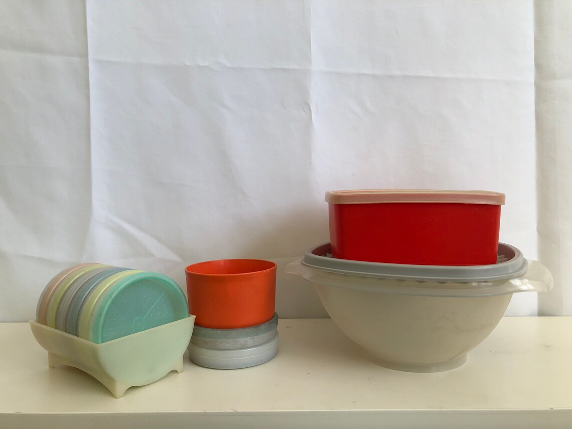 Tupperware Red 311-28 With Lid Clear 840-6 With a Gray Lid | Etsy