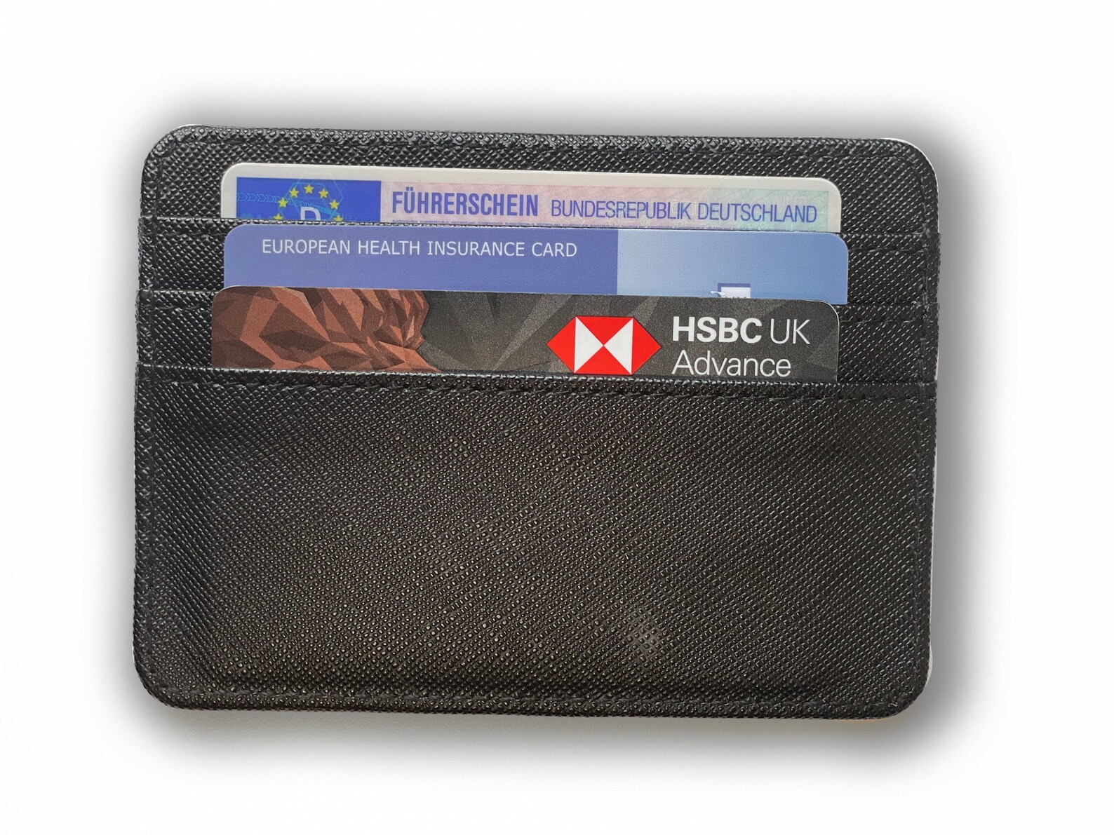 Slim Faux Leather Leather Card Holder, Personalised Credit Card Wallet ...