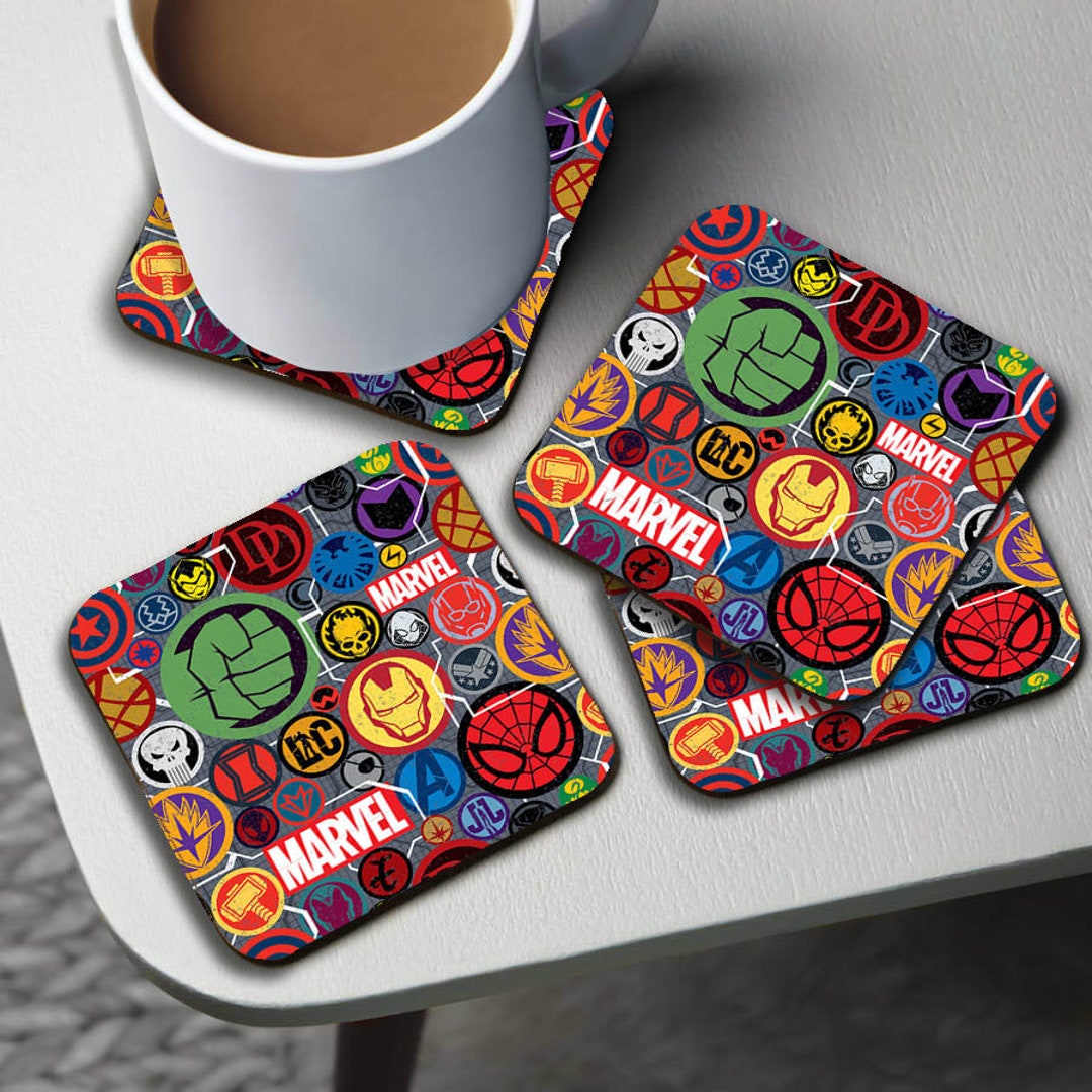 Personalised High Gloss Cup Coasters and Table Mat, Square Drink ...