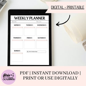 Printable Weekly Planner | Digital Weekly Planner | Weekly Planner ...