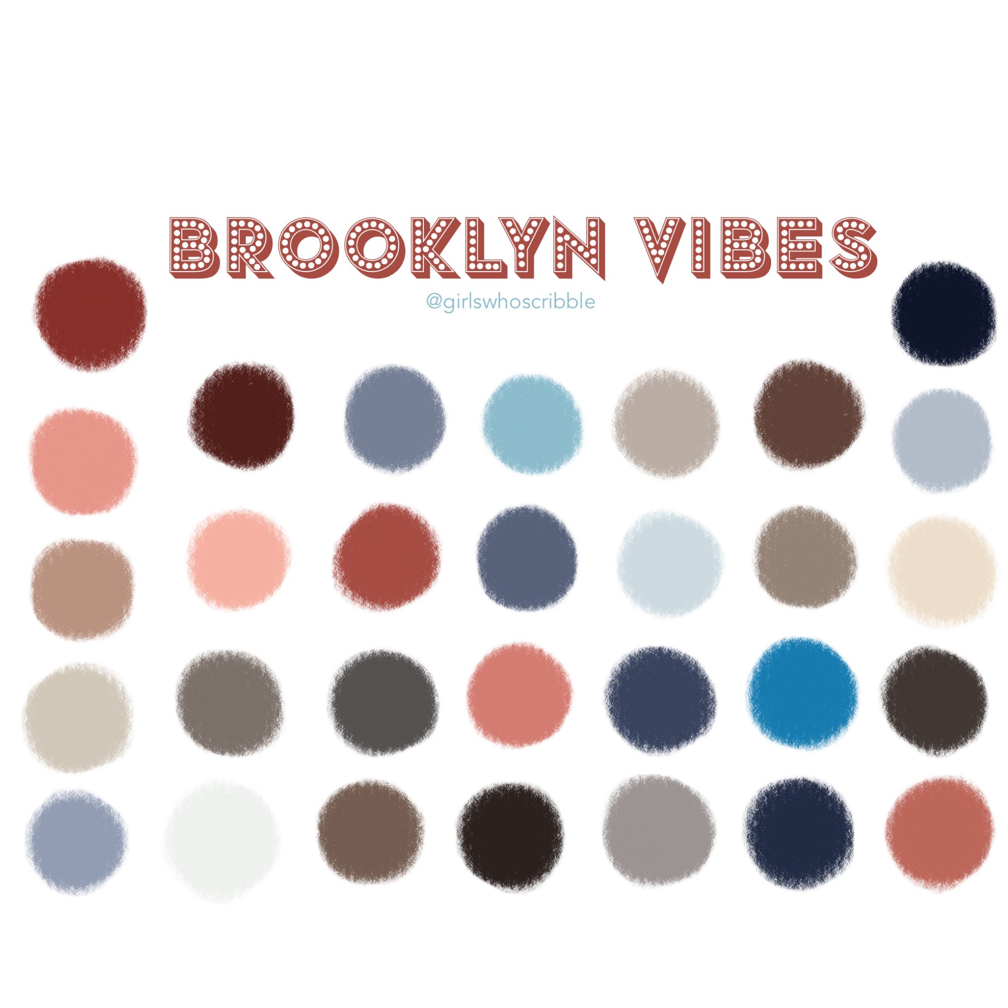 30 Brooklyn Color Palette, Procreate Brooklyn Palette, 30 Neutral Color ...