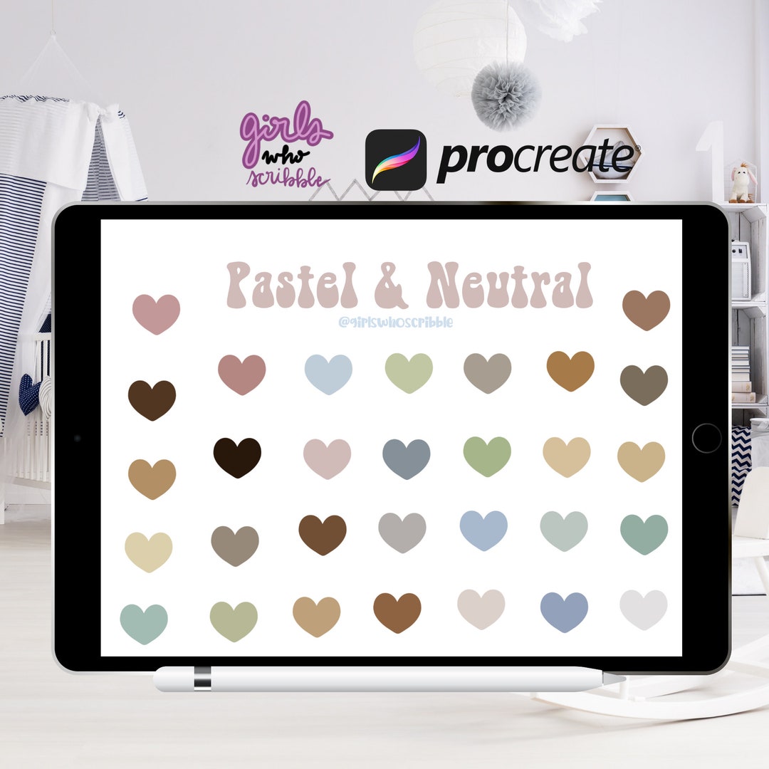 Procreate Pastel Color Palette, Procreate Neutral Palette, 30 Color ...