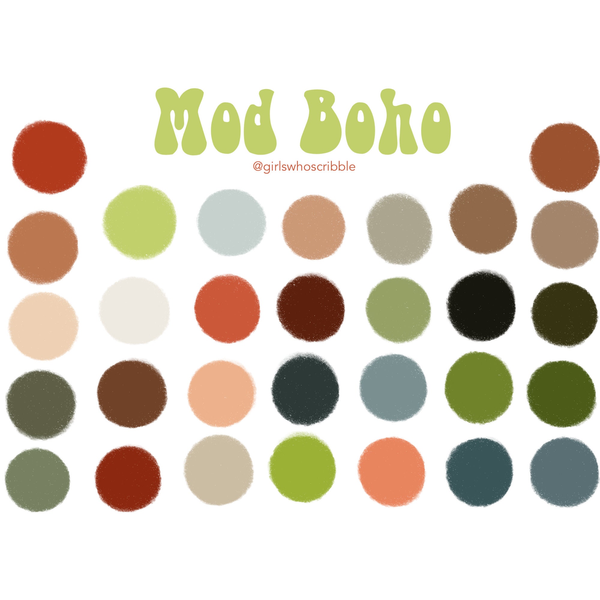 Procreate Boho Color Palette Procreate Boho Palette 30 Boho Color Swatches Procreate Palette