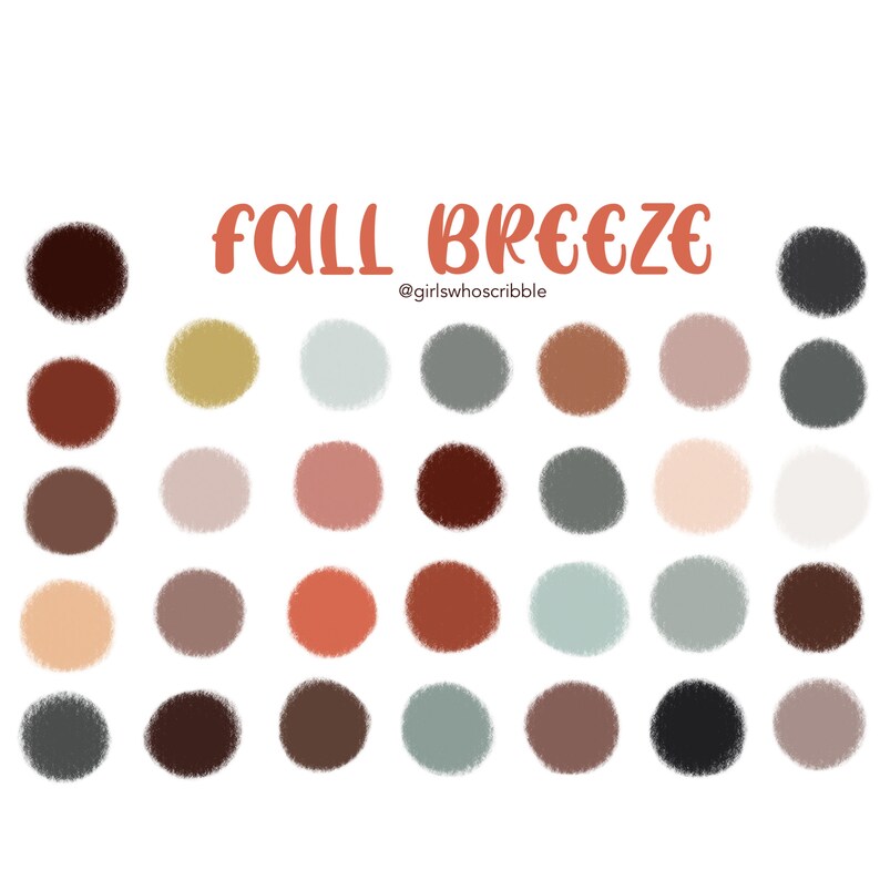 Procreate Fall Color Palette, Procreate Fall Palette, 30 Fall Color ...
