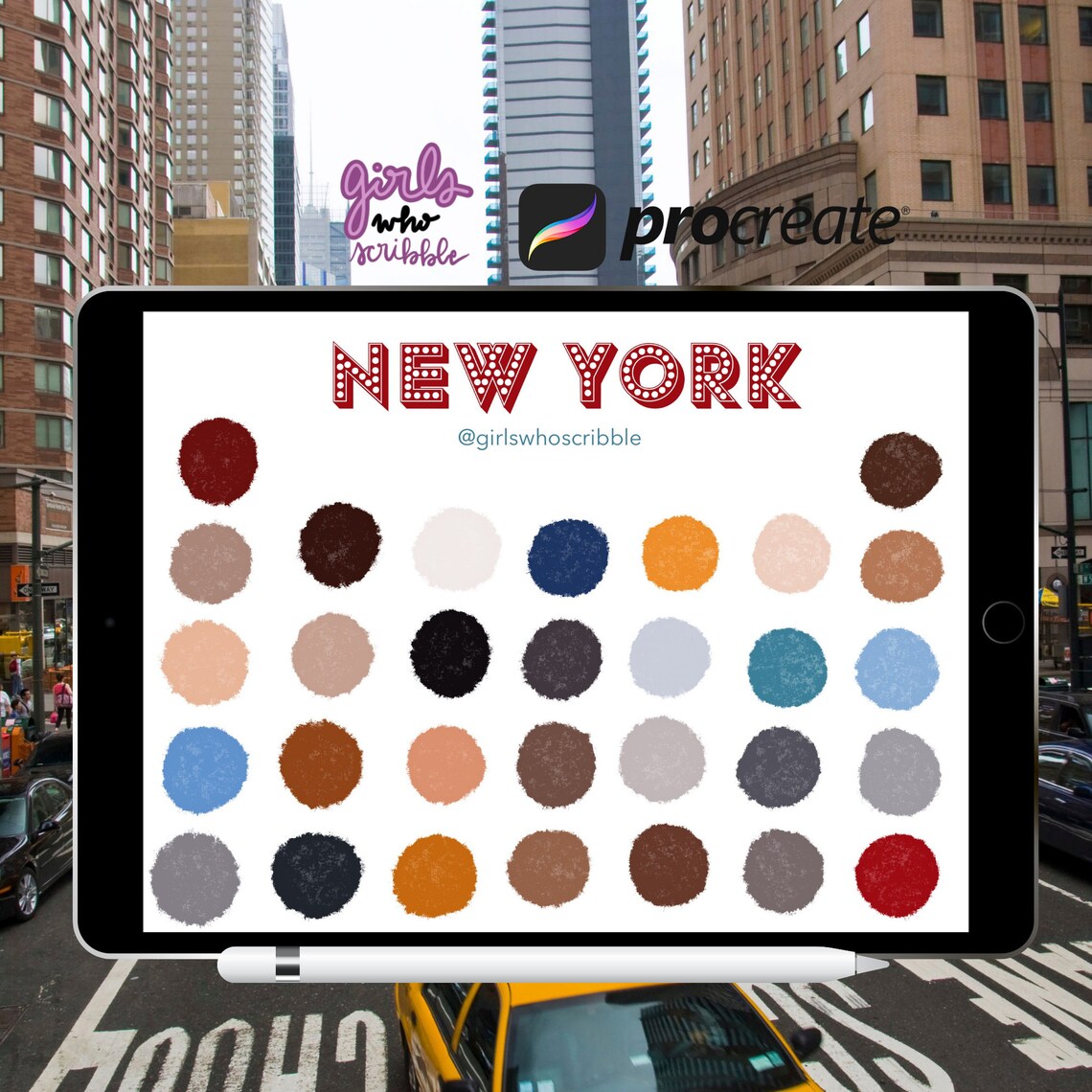 Procreate New York Color Palette, Procreate New York Palette, 30 Color ...