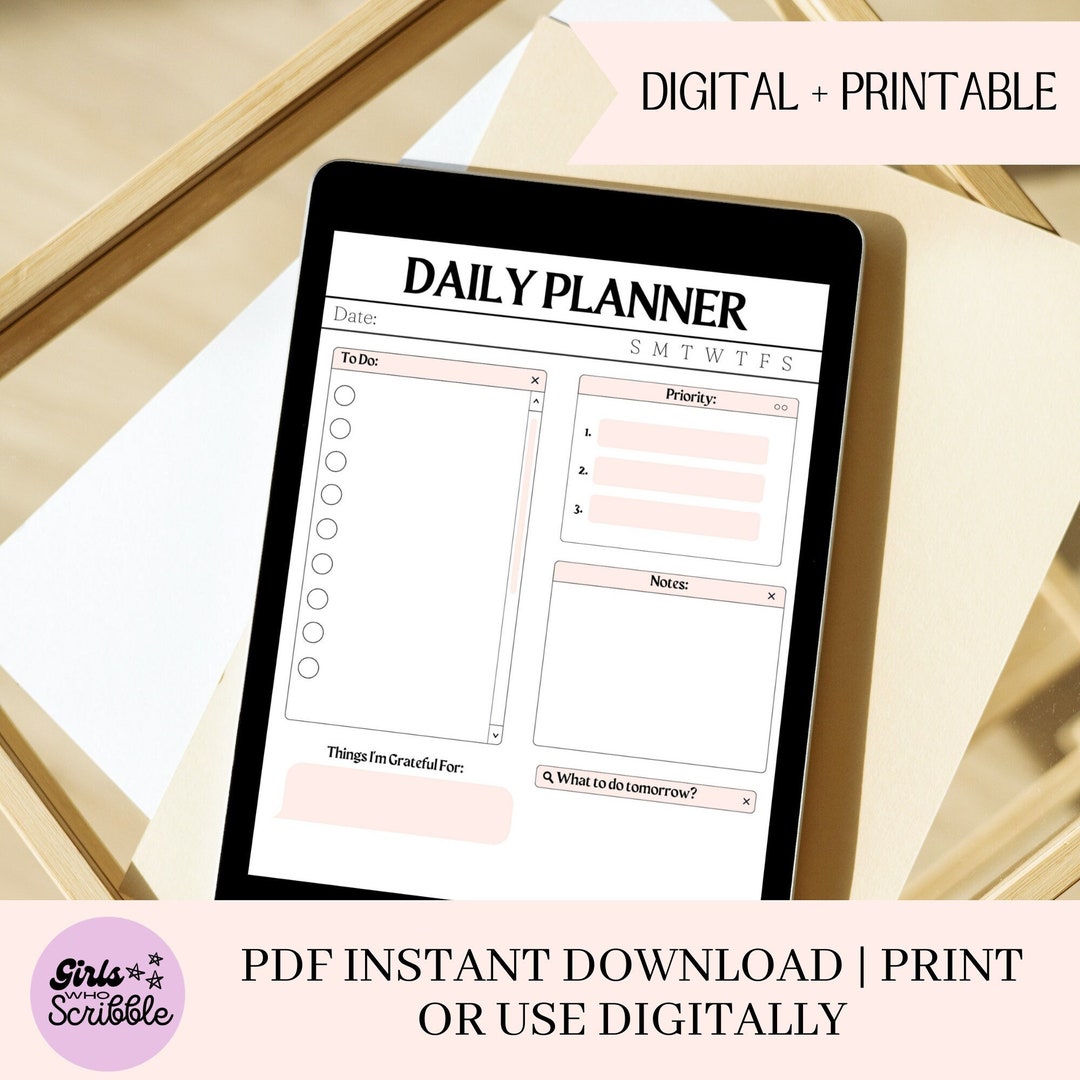 Printable Daily Planner | Digital Daily Planner | Daily Planner Sheet ...
