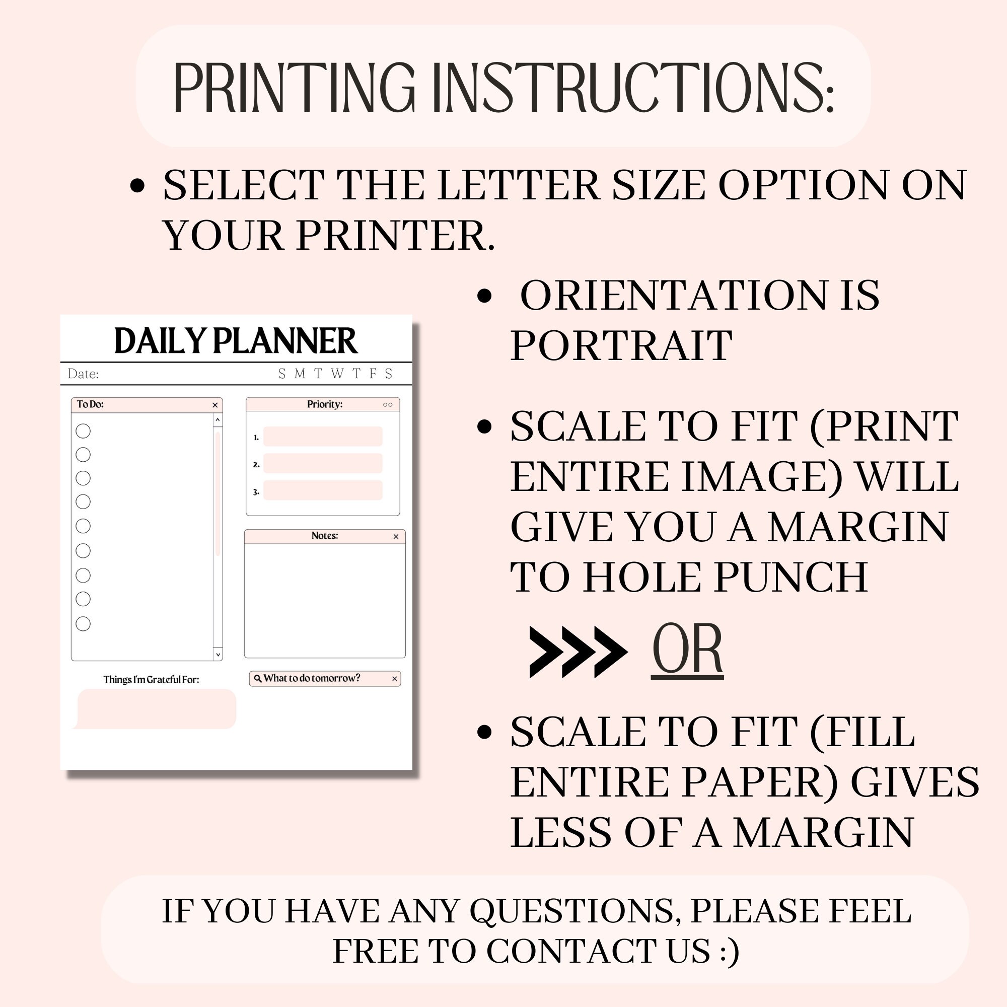 Printable Daily Planner | Digital Daily Planner | Daily Planner Sheet ...