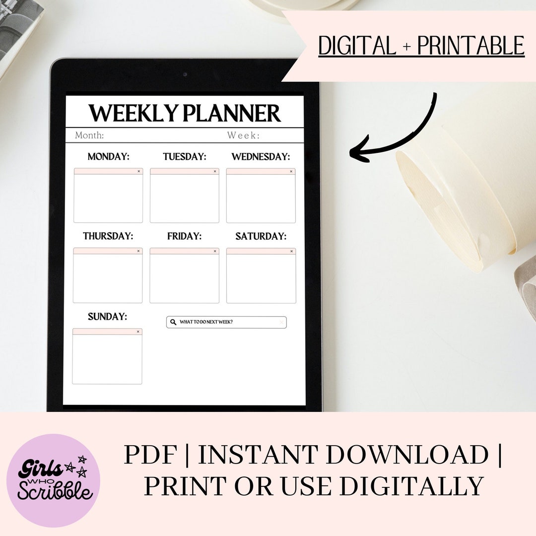 Printable Weekly Planner | Digital Weekly Planner | Weekly Planner ...