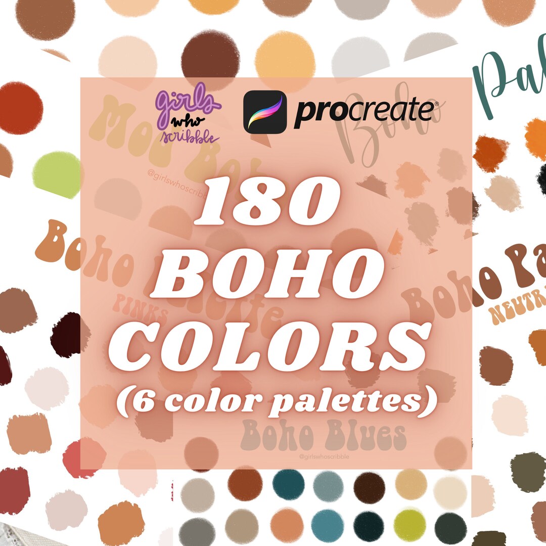 Procreate Boho Color Palette, Procreate Boho Palette, 30 Boho Color ...