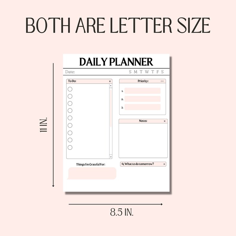 Printable Daily & Weekly Planner Bundle | Digital Daily + Weekly ...