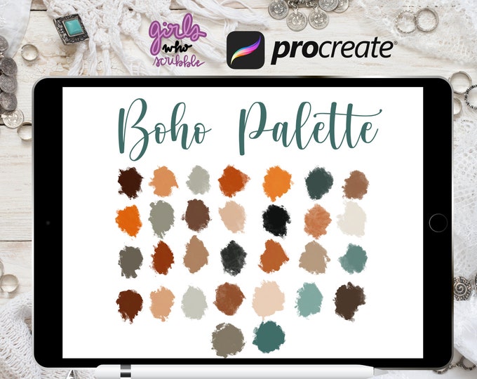 Procreate Boho Color Palette, Procreate Boho Palette, 30 Boho Color ...